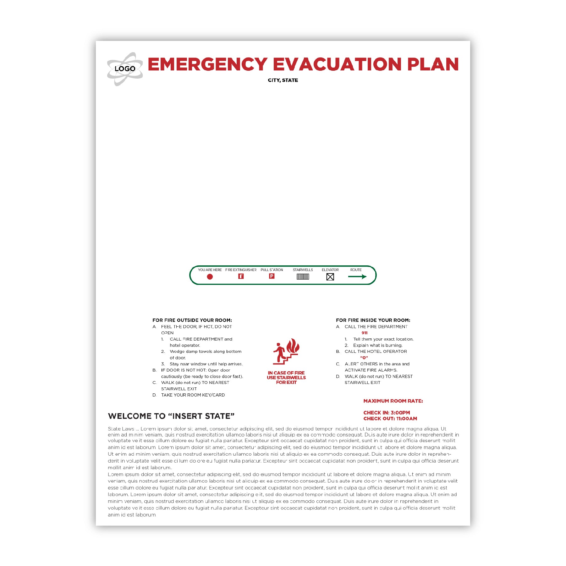 Plastic Fire Evacuation Sign – Sable Hotel Supply