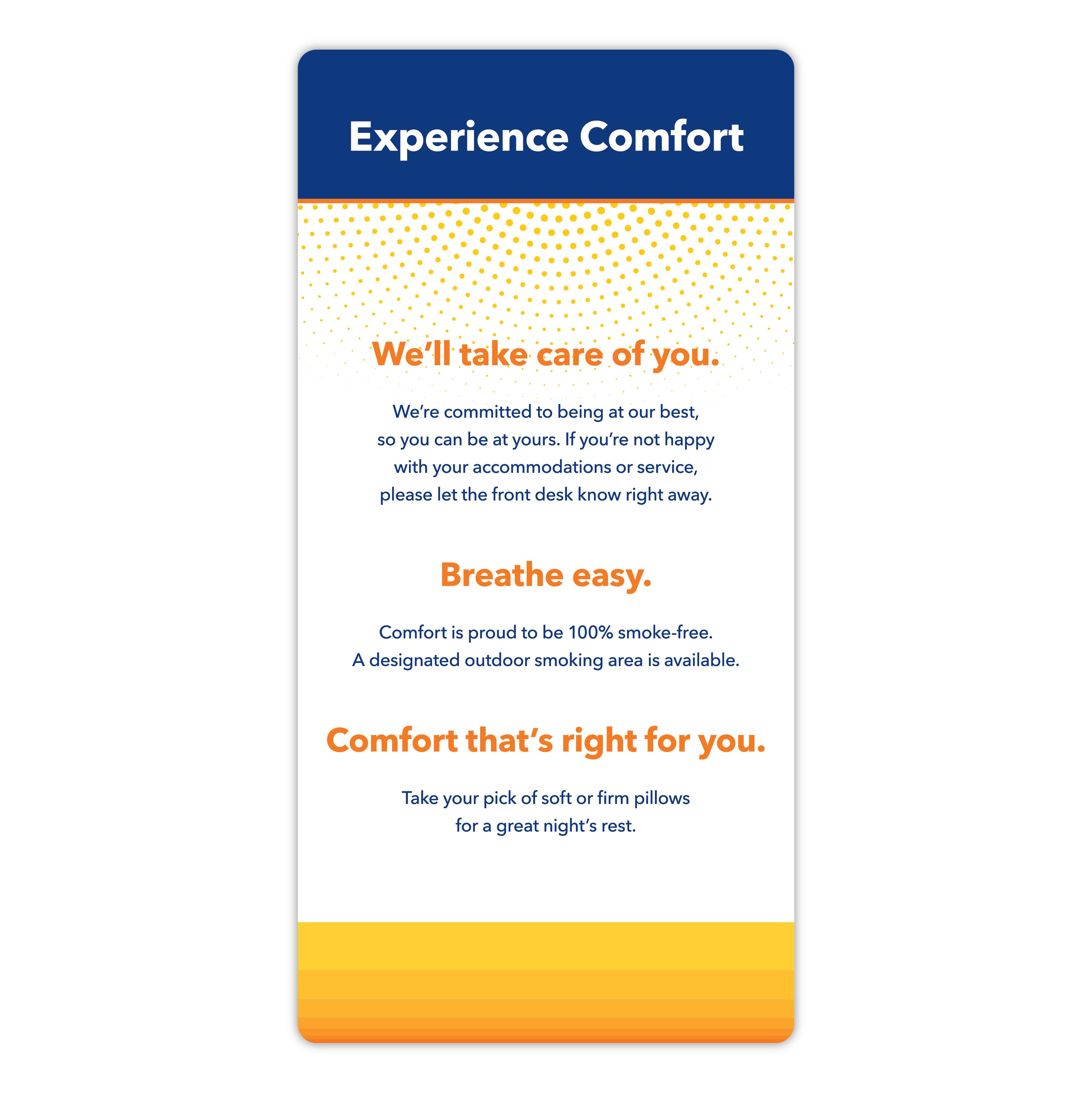 Experience Card - Comfort – Sable Hotel Supply