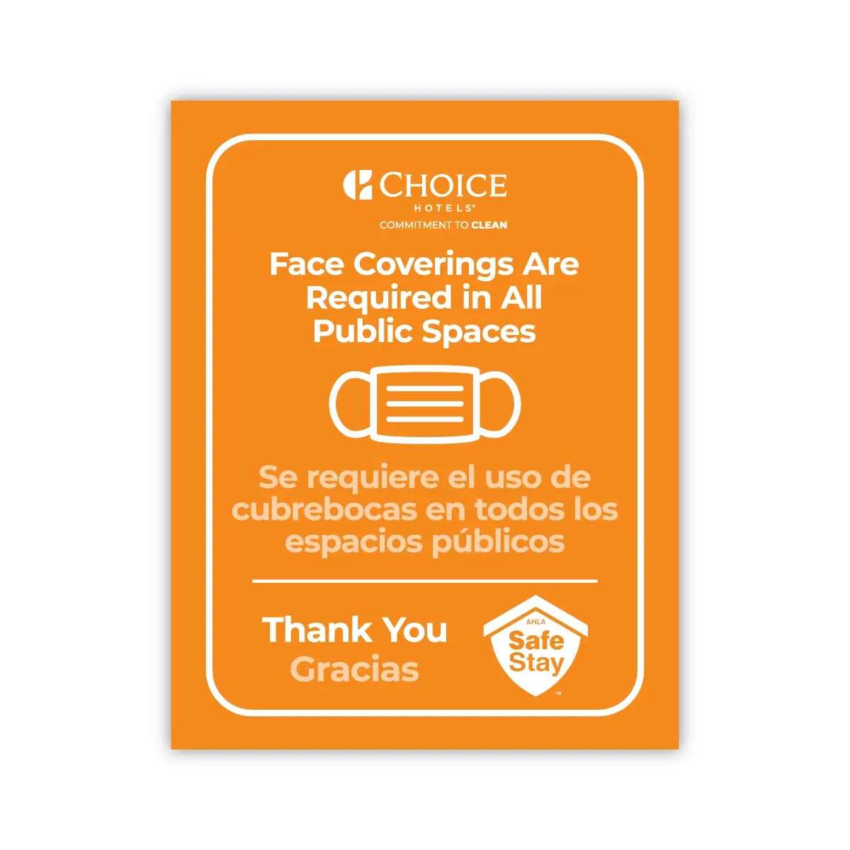 Commitment to Clean “Face Coverings Required” Sign – Sable Hotel Supply