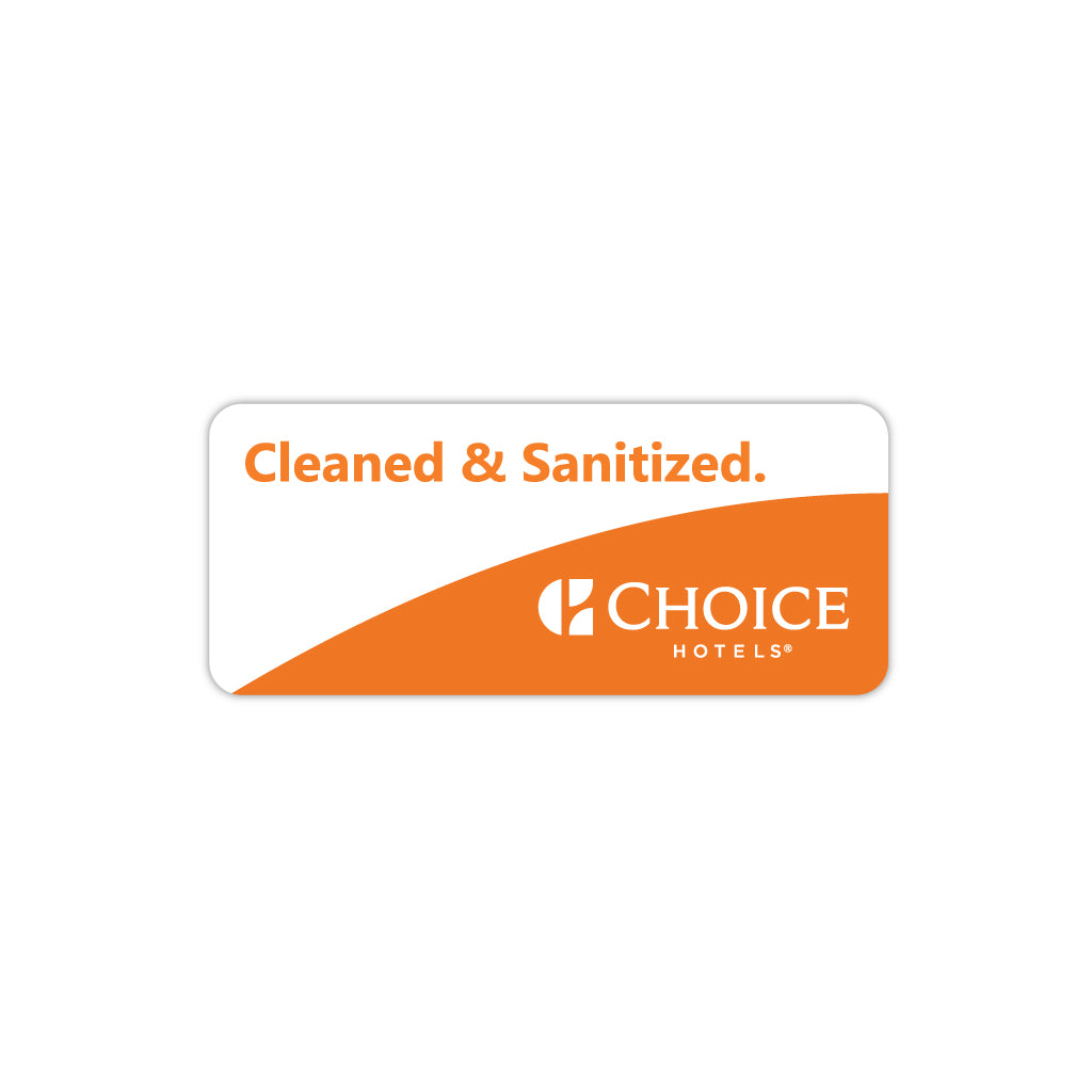 Cleaned & Sanitized Sticker – Sable Hotel Supply