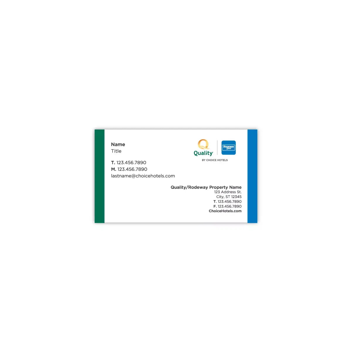 Dual-Brand Business Card - Quality Inn & Rodeway Inn – Sable Hotel Supply