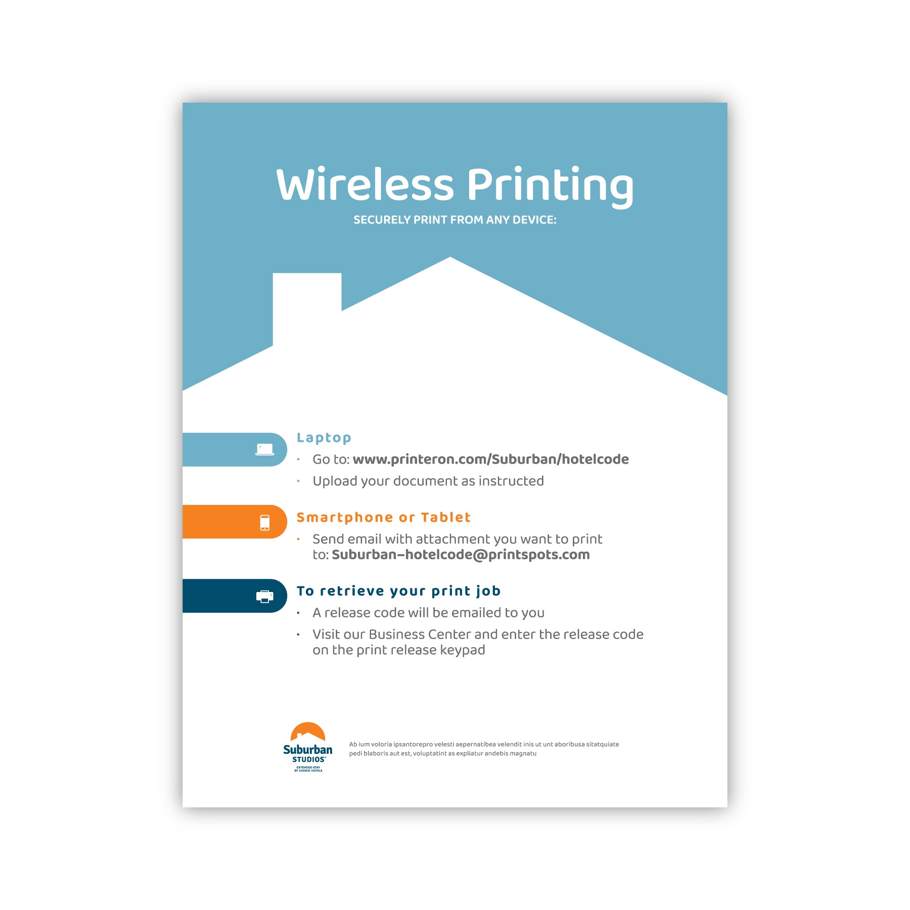 Wireless Printing Flyer - Suburban Studios – Sable Hotel Supply